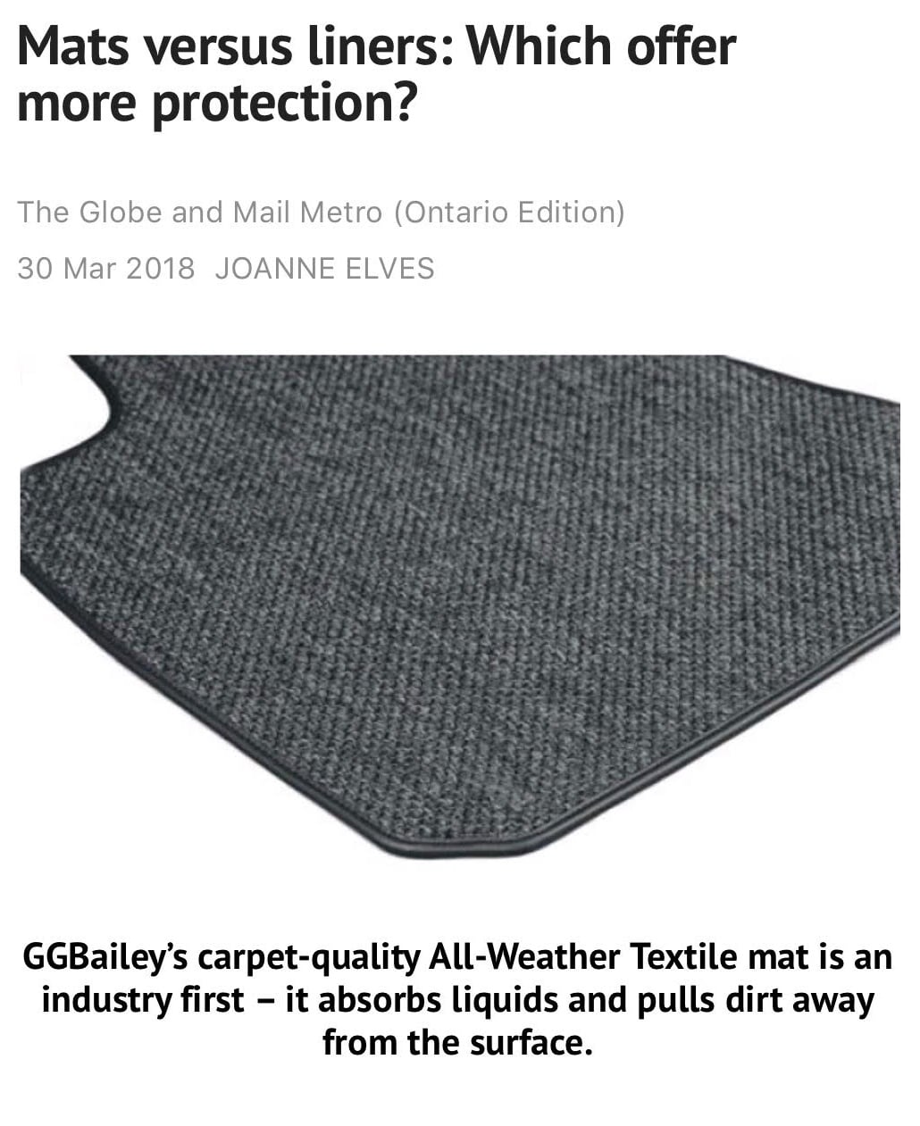 PRESS COVERAGE: GGBAILEY'S ALL-WEATHER TEXTILE MATS | GGBAILEY